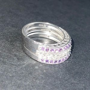 HDS | Jewelry | Hds Sterling Silver Pave Amethyst Topaz Stacking Rings ...